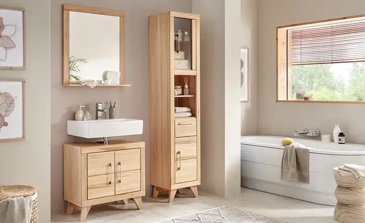 smart Bad-Spiegel Malmö | Kernbuche (Nachbildung), Kernbuche